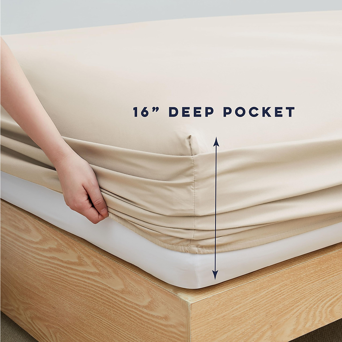 Casual Living Full Sheets Set 6 Piece Cooling Bed Sheets with 4 Envelope Pillowcases Soft Microfiber Deep Pocket Hypoallergenic Machine Washable Bedding Set for Guest or Master Bedroom, Full, Beige