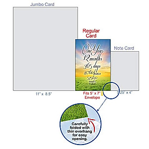 NobleWorks - 1 Year Recovery Anniversary Card (5 x 7 Inch) with Envelope - Encouragement Milestone Birthday Notecard, AA Recognition Stationery - Year Time Count 1 C9083AAG