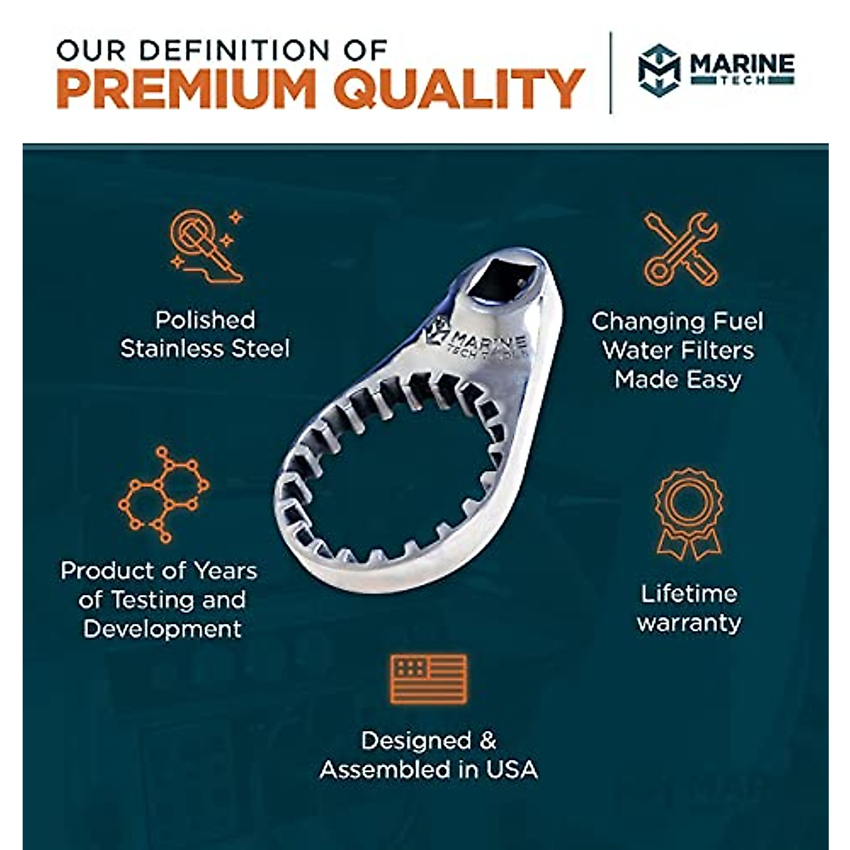 Marine Tech Tools Yamaha Fuel Water Separator Wrench — Safely Remove Fuel Water Separator Filter — Fits on Yamaha 4 Strokes 150 to 350 HP (Serial Number 0406 to Current)