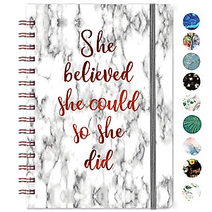 Ruled Notebook/Journal - Lined Journal with Premium Thick Paper, 8.5" X 6.4", College Ruled Spiral Notebook/Journal, Banded with Waterproof Hardcover, Exquisite Inner Pocket for School, Office & Home