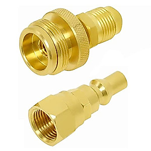 Joywayus 1LB Propane Disposal Adapter Fitting with 1/4" Quick Connect Disconnect Plug Convert and 3/8" Flare Male to 1"-20 Male Throwaway Cylinder Thread
