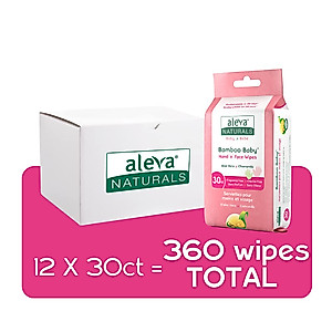 Aleva Naturals Bamboo Baby Hand and Face Wipes | Natural and Organic Ingredients | Cleans and Moisturizes | Extra Strong, and Ultra Soft - 30 count