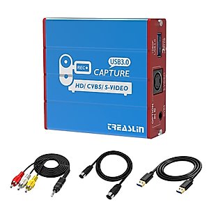 TreasLin Video Tape to Digital CVBS S-VIDEO HDMI Capture Video Digital Format from VCR's, AV, RCA, 8mm Film Hi8 Tape Player Cassette Camcorder Mini Dv Old Music Player