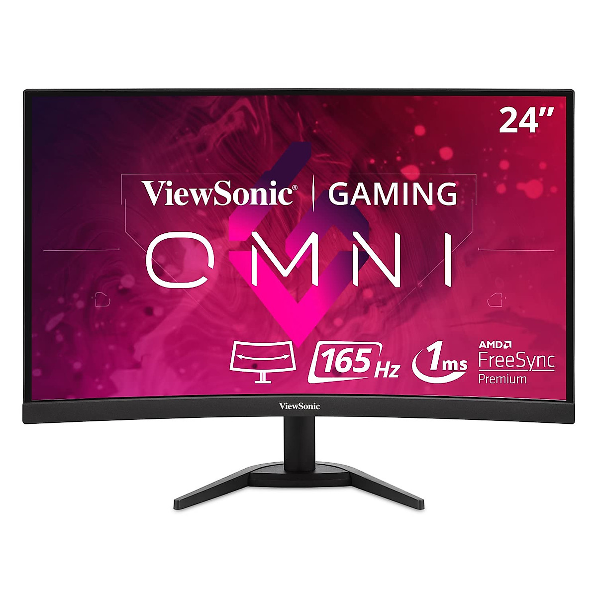ViewSonic VX2468-PC-MHD 24 Inch Full HD 1080p 165Hz 1ms Curved Gaming Monitor with AMD FreeSync Premium Eye Care Frameless HDMI and Display Port (Renewed)