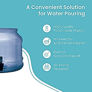 Blue Plastic Water Jug Dispenser Base with Spigot for 5 Gallon Water Bottle, BPA Free Water Dispenser for Stand or Countertop