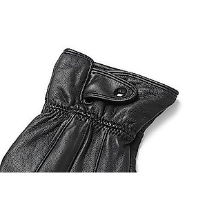 REED Men's Genuine Leather Warm Lined Driving Gloves (L, BLACK)