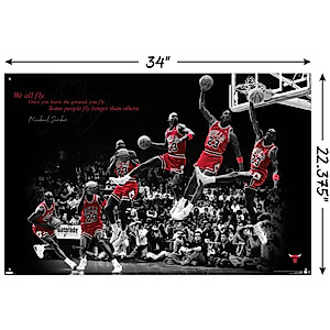 Trends International Michael Jordan - Fly Wall Poster, 22.37" x 34.00", Poster & Push Pin Bundle