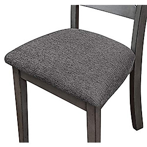 OSP Home Furnishings West Lake Dining Table Set, 5-Piece, Antique Finish Natural Top and Grey Base with Charcoal Fabric