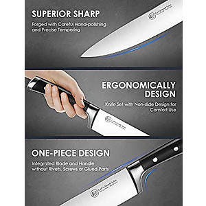 Kitchen Knife Set - 1829 CARL SCHMIDT SOHN 15 Pieces Knife Block Set with Sharpener, Forged Stainless Steel, Professional Chef Block Set with Ergonomic Handle, Kitchen Tool Set, World-Class Sharpness
