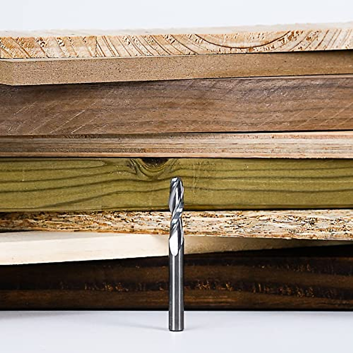 SpeTool 5Pcs Spiral Router Bits UpCut 1/4 inch Cutting Diameter 1/4 inch Shank Router Bit Set HRC55 Solid Carbide CNC End Mill for Woodworking Mortise Slot Carving Engraver