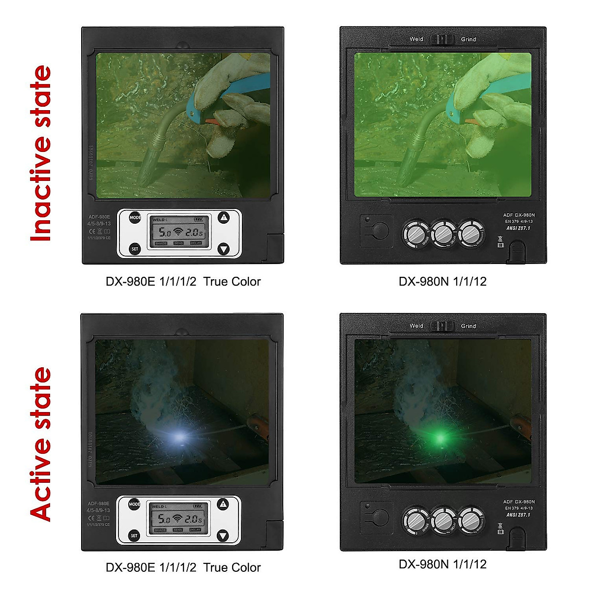 DEKOPRO Solar Powered Welding Helmet Auto Darkening Professional Hood with Wide Lens Adjustable Shade