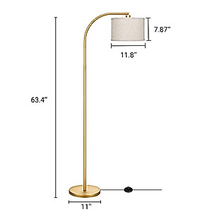 DEWENWILS Modern Arched Floor Lamps with Adjustable Lampshade, Standing Tall Arc Lamp, Corner Reading Light for Living Room, Bedroom, Office, Simple Design Farmhouse Style (Gold)