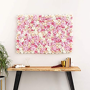 Flower Wall Decor 3D Flower Wall Panel Silk Flowers for Wedding Backdrop, Bridal Shower, Event, Baby Girls Room, Nursery, Home Decor, Pink Wall Decor (Rose and Hydrangea Premium Silk Flowers)