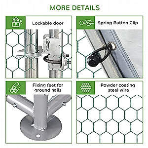 PawHut 18.5' Metal Chicken Coop Run with Roof, Walk-in Chicken Coop Fence, Chicken House Chicken Cage Outdoor Chicken Pen Hen House