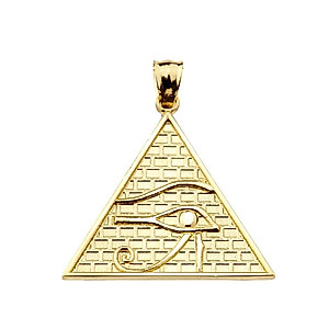 Fine 10k Yellow Gold Eye of Horus Pyramid Charm Pendant
