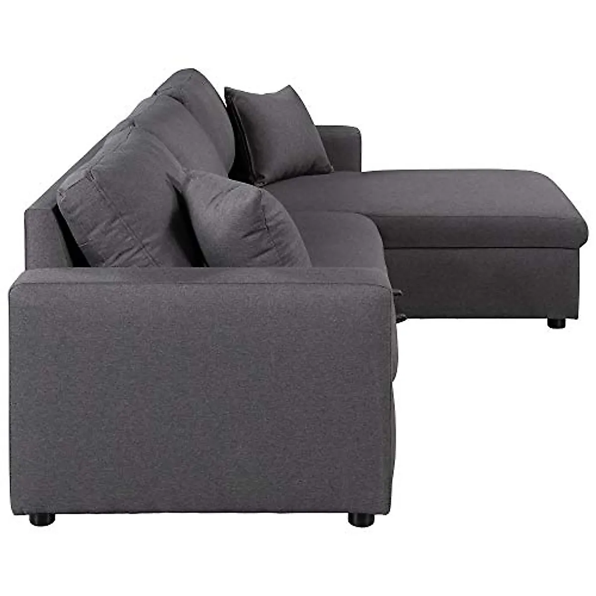 EMKK Double Chaise Lounge Floor 72 inch Sofa Couch Mid-Century Loveseat with 2 Pillows Tufted Love Seat Modern for Living Room, Bedroom, Office, Apartment, Dorm, Studio and Small Space, Gray Style