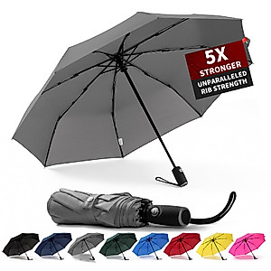 Anntrue Windproof Travel Umbrella, Auto Open Close Lightweight Compact Portable Backpack Folding Umbrella, Perfect for Car, Purse, Men and Women(Gray)