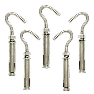 TXXMA Open Cup Hook Expansion Bolts Screw Heavy Duty 304 Stainless Steel Hooks 5-Pack M6