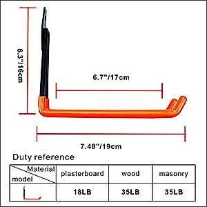 PHUNAYA Garage Storage Utility Hooks,Wall Mount&Heavy Duty Garage Hanger & Organizer to Handle Ladder, Hold Chairs,with Premium Steel to Hang Heavy Tools for Up to 55lbs(4Pack*7.5Inch)