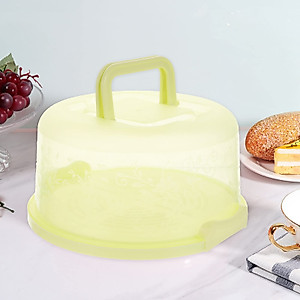 VOSAREA Food Containers Plastic Cake Carrier with Lid and Handle Round Cupcake Box Dessert Carrying Box Transport Cake Holder Tray Container with Dome Cover Green Decorative Tray