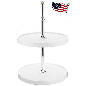 Richelieu Full Circle 2-Shelf Round White Trays Corner Cabinet Lazy Susan with Dependently Rotating Trays (18")