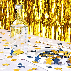 300pcs Navy Blue White Gold Confetti,Glitter Paper decor Twinkle Little Star Table Confetti,Birthday Graduation 2025 Fathers Day Wedding Baby Shower Party Decorations Circle Dots Lasting Surprise