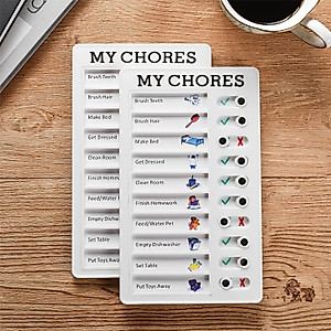 MEMORY FISH 2 Pieces Chore Chart for Multiple Kids,Daily Chore Schedule for 2 Kids，Memo Checklist Plan Board Detachable Plastic for Home Reusable Chore List (to Do List for Kids) 4.7x7.9 Inch