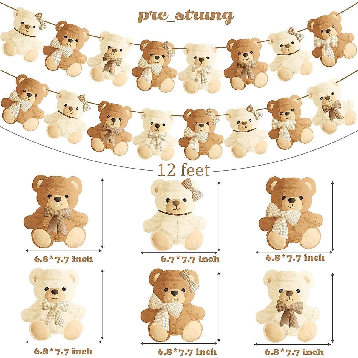 2pcs Teddy Bear Baby Shower Banner We Can Bearly Wait Baby Shower Decorations Teddy Bear Theme Garland Decorations for Teddy Bear Theme Gender Reveal Party We Can Bearly Wait Baby Shower Supplies