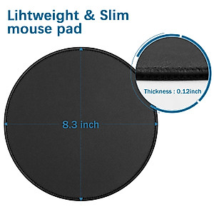 Round Mouse Pad with Stitched Edge Premium-Textured Non-Slip Rubber Base Mouse Mat Mousepad for Office & Home, Black (8.7 x 8.7 x 0.12Inch)