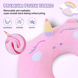 Cirorld Travel Pillow for Kids Adult Cute Neck Pillow for Traveling Memory Foam Airplane Pillow Sleep Mask Animal Flight Pillow Head Rest Neck Support for Cars Long Flights (Pink, 9-12 Y/O)