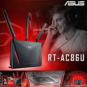 ASUS AC2900 WiFi Gaming Router (RT-AC86U) - Dual Band Gigabit Wireless Internet Router, WTFast Game Accelerator, Streaming, AiMesh Compatible, Included Lifetime Internet Security, Adaptive QoS