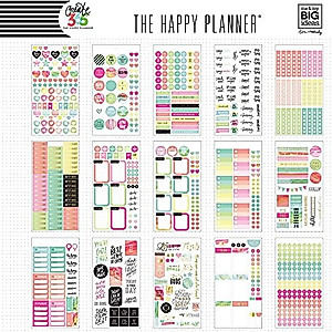 me & my BIG ideas Sticker Value Pack - The Happy Planner Scrapbooking Supplies - Watercolor Theme - Multi-Color & Gold Foil - Great for Projects, Scrapbooks & Albums - 30 Sheets, 1078 Stickers Total