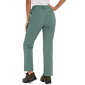 TACVASEN Womens Snow Pants Waterproof Insulated Fleece Lined Pants Ski Winter Hiking Pants Fern Green S