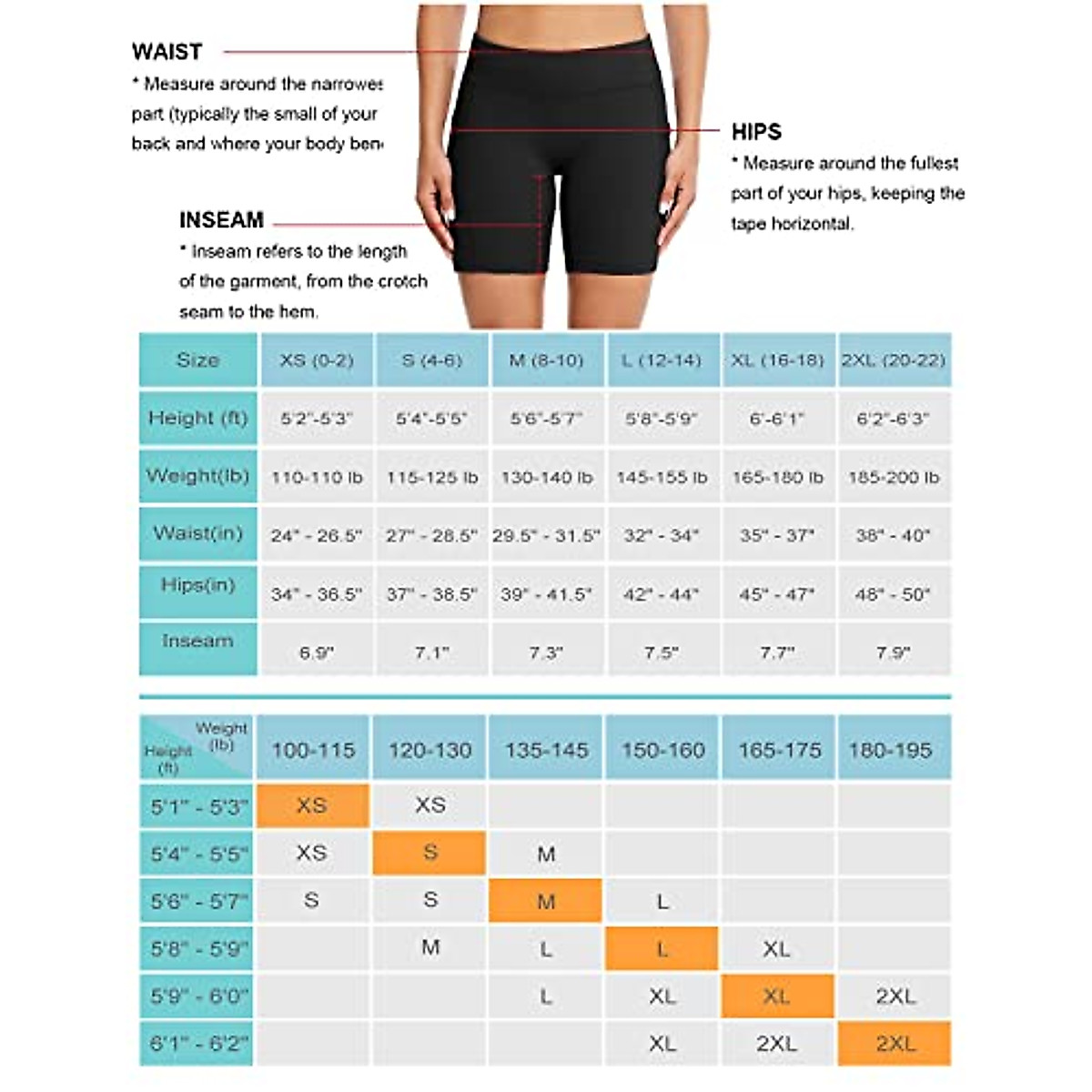 BALEAF Women's 7" Long Compression Running Shorts High Waisted Yoga Biker Shorts with 3 Pockets Black S