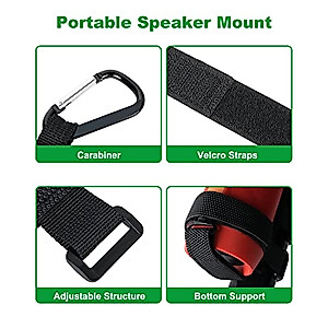 GOFORWILD Portable Speaker Mount, Waterproof Speaker Strap for Bluetooth Wireless Speakers, Compatible with Golf Cart Railing/Bike/Moto/Boat/ATV,Black