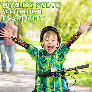 Jecery 16 Pcs Temporary Tattoo Sleeve for Kids, Fake Slip on Arm Sunscreen Sleeves, UV Sun Protection Cooling Arm Sleeves for Kid Child