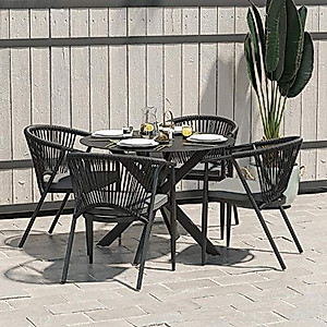 CosmoLiving by Cosmopolitan 88289BGYE, Circi Collection, Glass Top, Black and Charcoal Dining Table