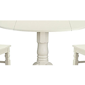 East West Furniture Dublin 3 Piece Dinette Set for Small Spaces Contains a Round Table with Dropleaf and 2 Dining Room Chairs, 42x42 Inch, Linen White