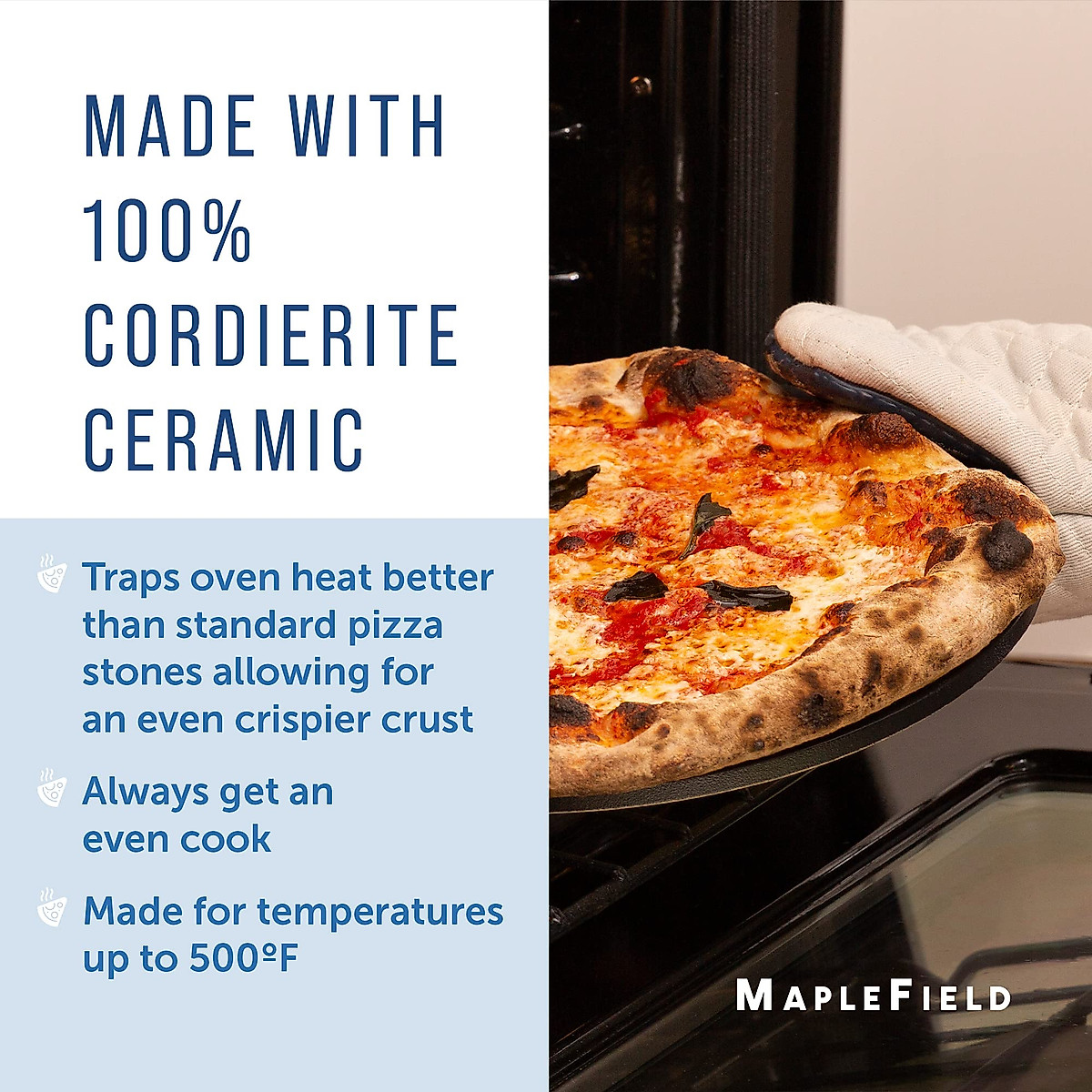 2-Pack Ceramic Pizza Stones - Make Restaurant-Quality Pizza Right at Home - Easy to Use - Durable up to 500℉ - 100% Black Cordierite - 11.75” Diameter