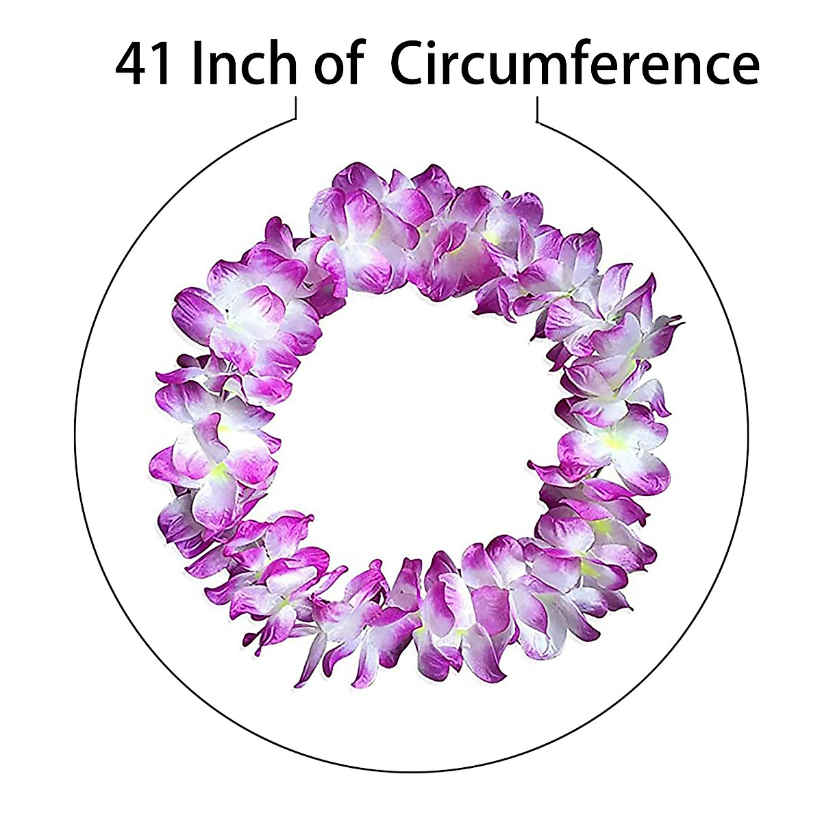 12 Pcs Thicken 41 Inch Purple Hawaiian Leis for Graduation Party, Dance Party, Photo Prop in Outdoors (12 Pcs)