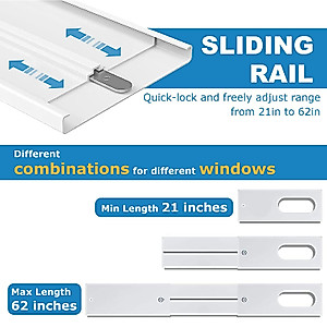 Window Vent Kit for Portable Air Conditioner, Adjustable Window Seal Plate Kit for AC Unit, Adjustable Length 21 Inch to 62 Inch, AC Window Kit for Exhuast Hose of 15cm/5.9 Inch.