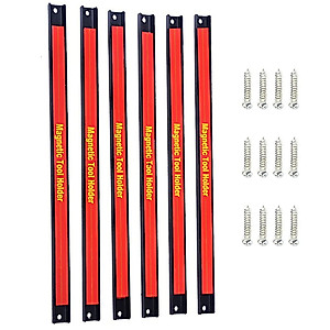 6 Pieces 18 Inches Magnetic Tool Holder Racks,Magnetic Tool Holder Strip,Metal Tool Organizer Bar for Garage Organization,Shop Organization,and Workbench Accessories,Mounting Screws Included.