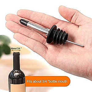 6PCS Stainless Steel Pourers, BALTRE Speed pourer, Liquor Bottle Pourers and Vinegar Tapered Stopper Spout, Liquor Pourers with Rubber Dust Caps