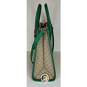 Michael Kors Mirella MD EW Logo Tote Bag bundled with Large Continental Wallet and Purse Hook (Palmetto Green)