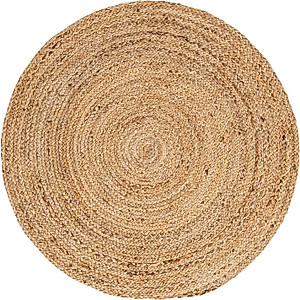 Unique Loom Braided Jute Collection Area Rug - Dhaka (4' 1" Round, Natural)
