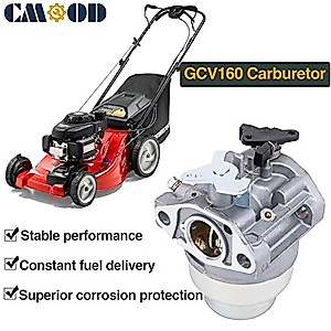 GCV160 Carburetor Compatible With Honda HRT216 GCV160A HRR216 HRS216 HRB216 HRZ216 GCV160LA GCV160LE GCV160LAO Carburetor Lawn Mower Pressure Washer Engine Replace 16100-Z0L-023 16100-Z0L-853