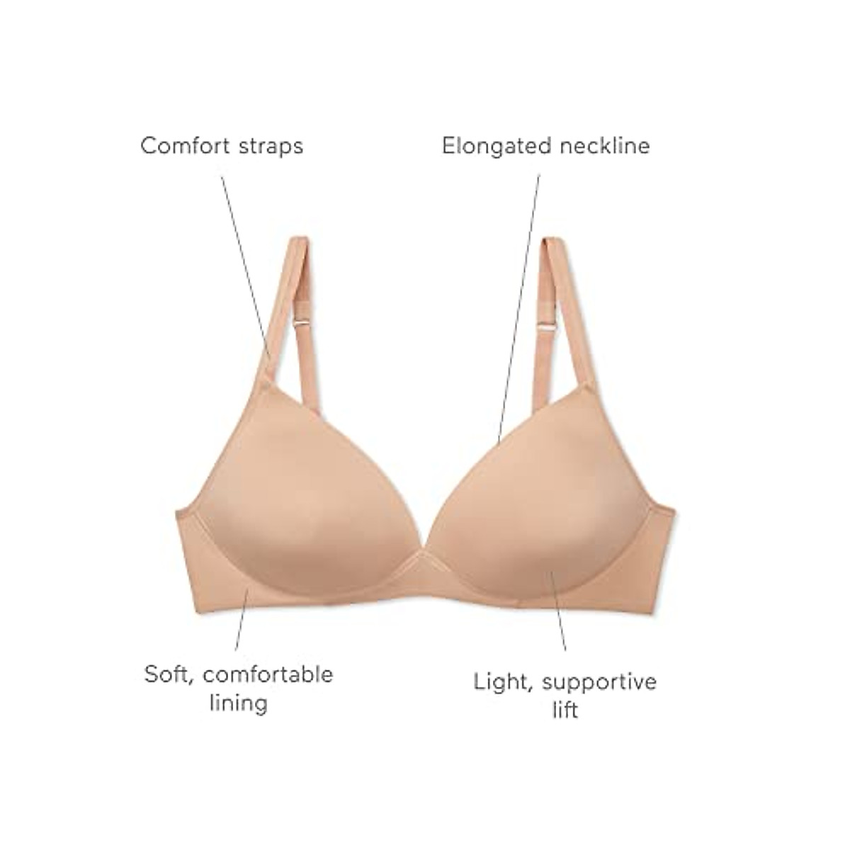 Warner's Women's Elements of Bliss Support and Comfort Wireless Lift T-Shirt Bra 1298, Canal Blue Petals, 36A