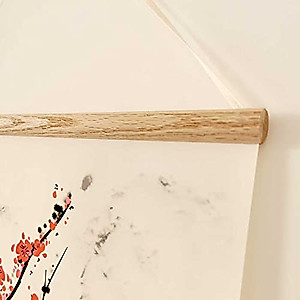 zhugege Plum Bossom Flower Painting,Wall Art for Living Room Bedroom,Chinese Traditional Meticulous Painting,Posters and Printing,Fixed Wooden Hanging Scroll (16”x32”) (16”x32”)