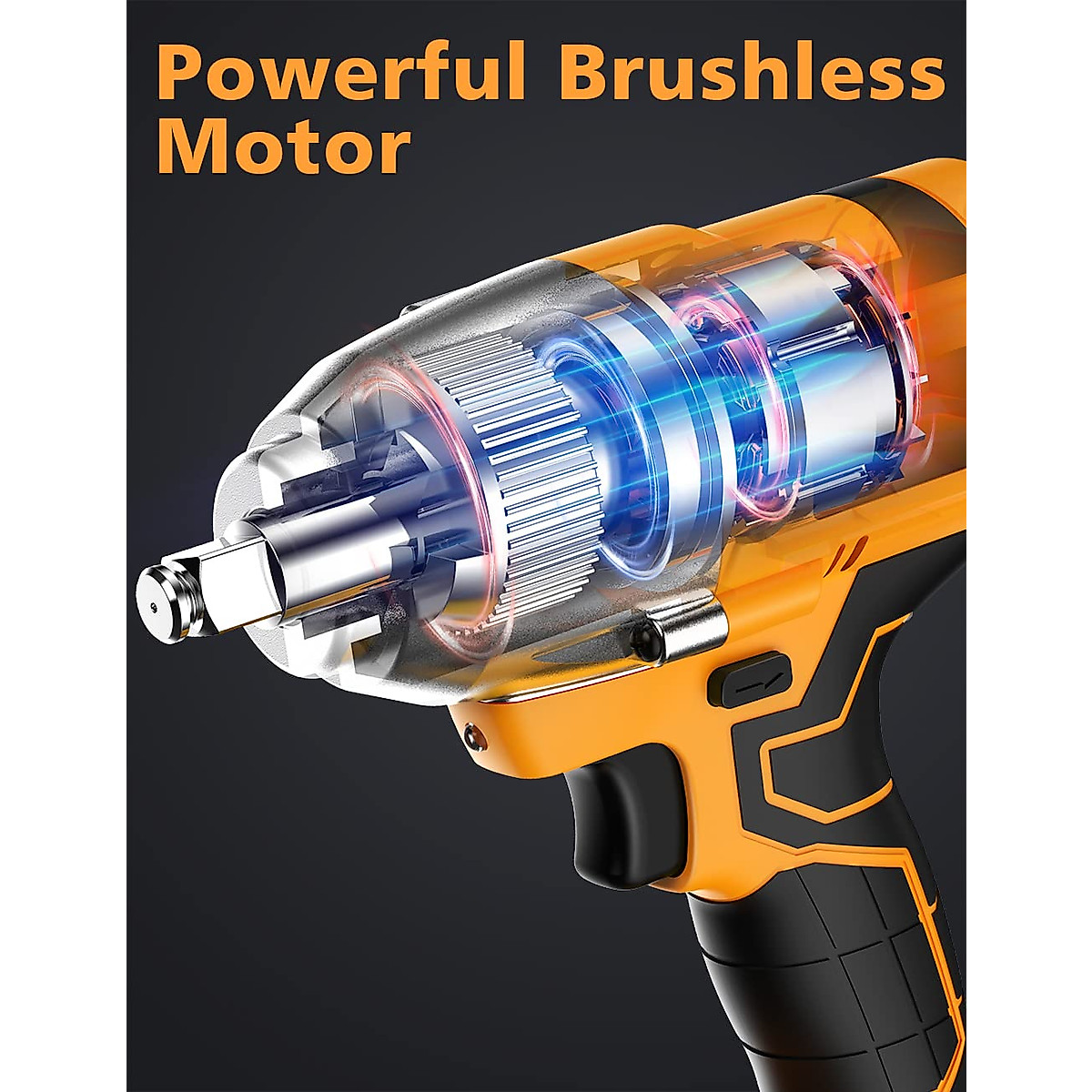 VTEK Brushless Impact Wrench 1/2 Inch Cordless Impact Wrench,Max Torque 700N.m Impact Gun 515 ft-lbs for Car Tiers