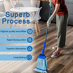 4 Pack - Large Microfiber Tube Mop 400GSM - Heavy Duty Industrial Wet Mop Head Refill,Commercial, Thick Fiber, Replacement Heads, Extra Absorbent